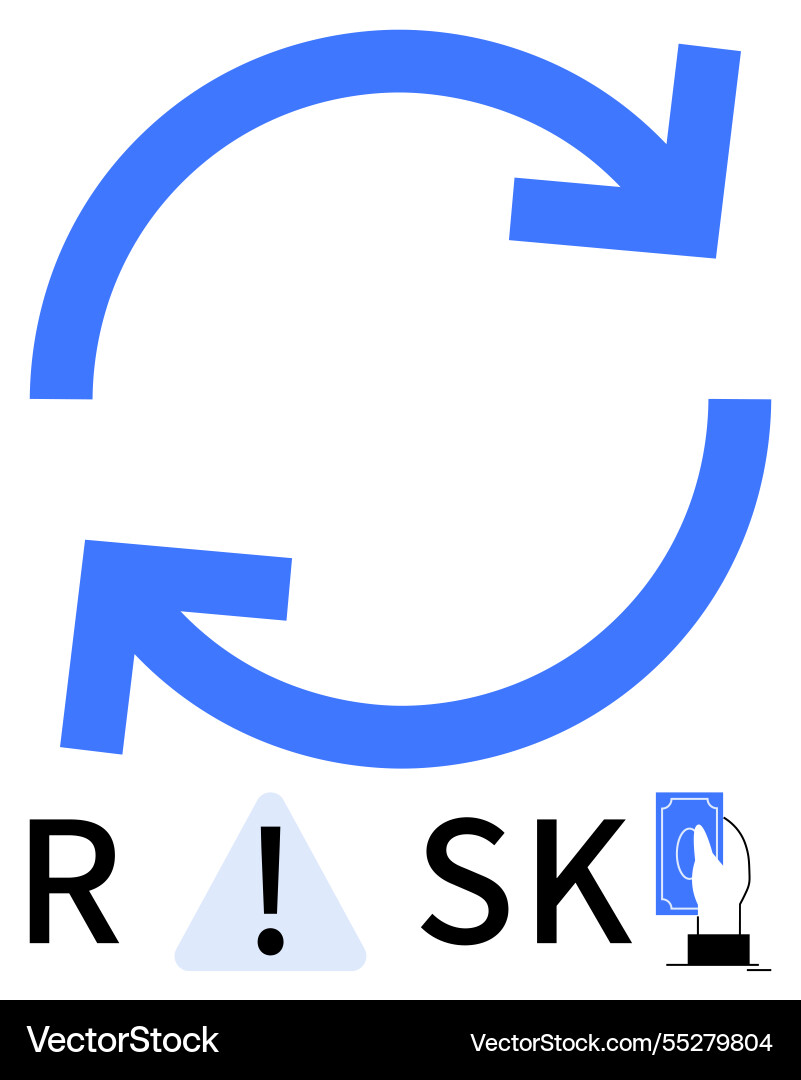 Blue arrows forming a circle above the word risk Vector Image