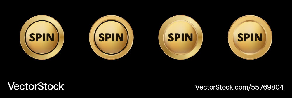 Four identical gold buttons with the word Vector Image