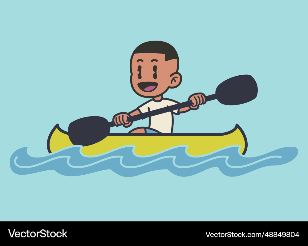 Happy boy rowing athlete player cartoon isolated Vector Image