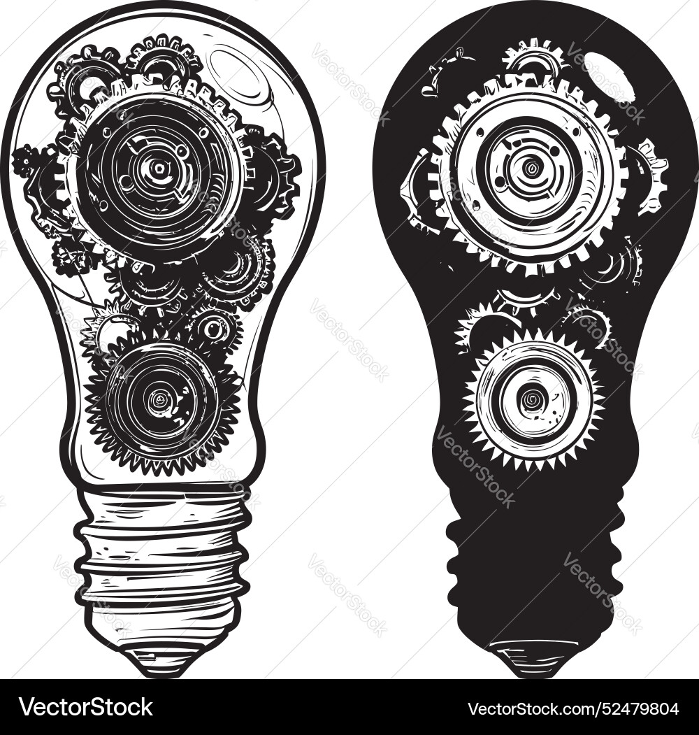 Industrial illumination metal gear emblem Vector Image