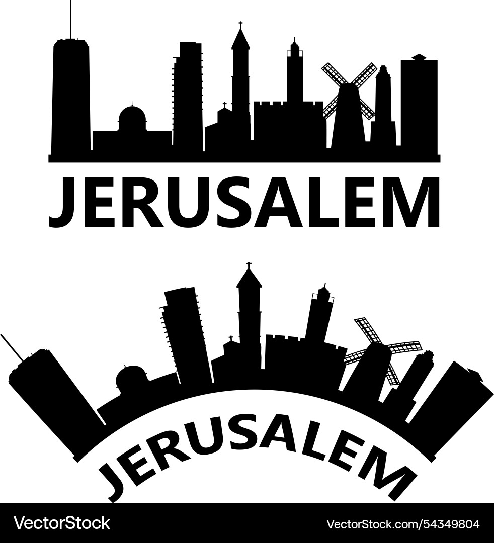 Jerusalem city skyline silhouette Royalty Free Vector Image