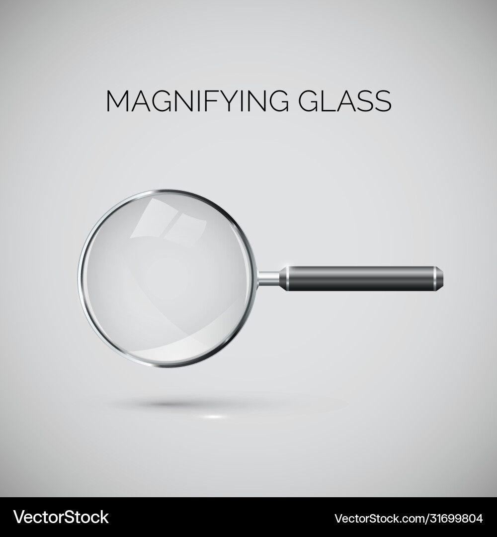 Magnifying glass with metal frame and black Vector Image