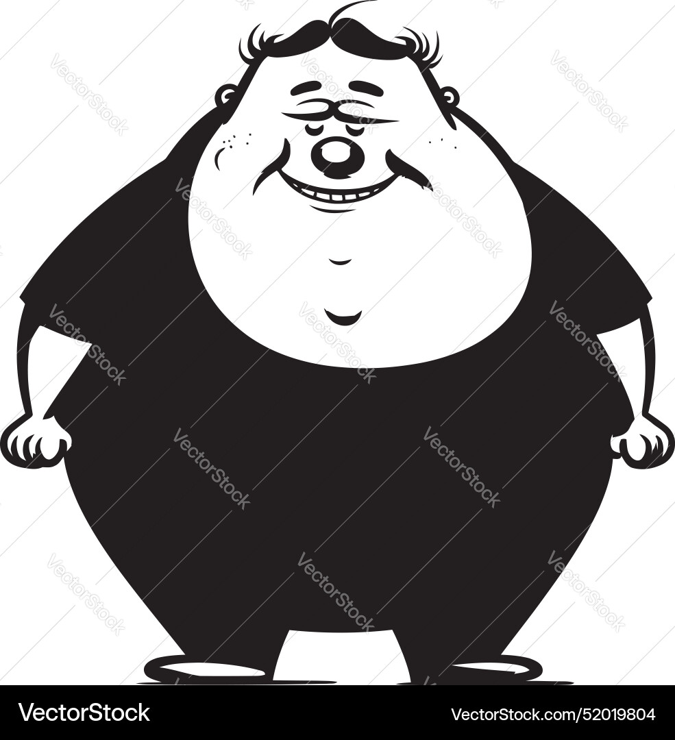 Rotund representation black logo chubby character Vector Image