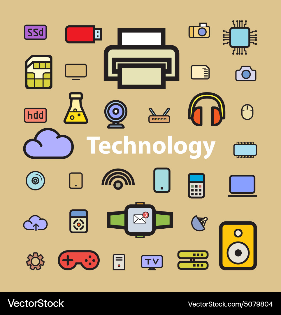 Technologie Icons Lizenzfreies Vektorbild - VectorStock