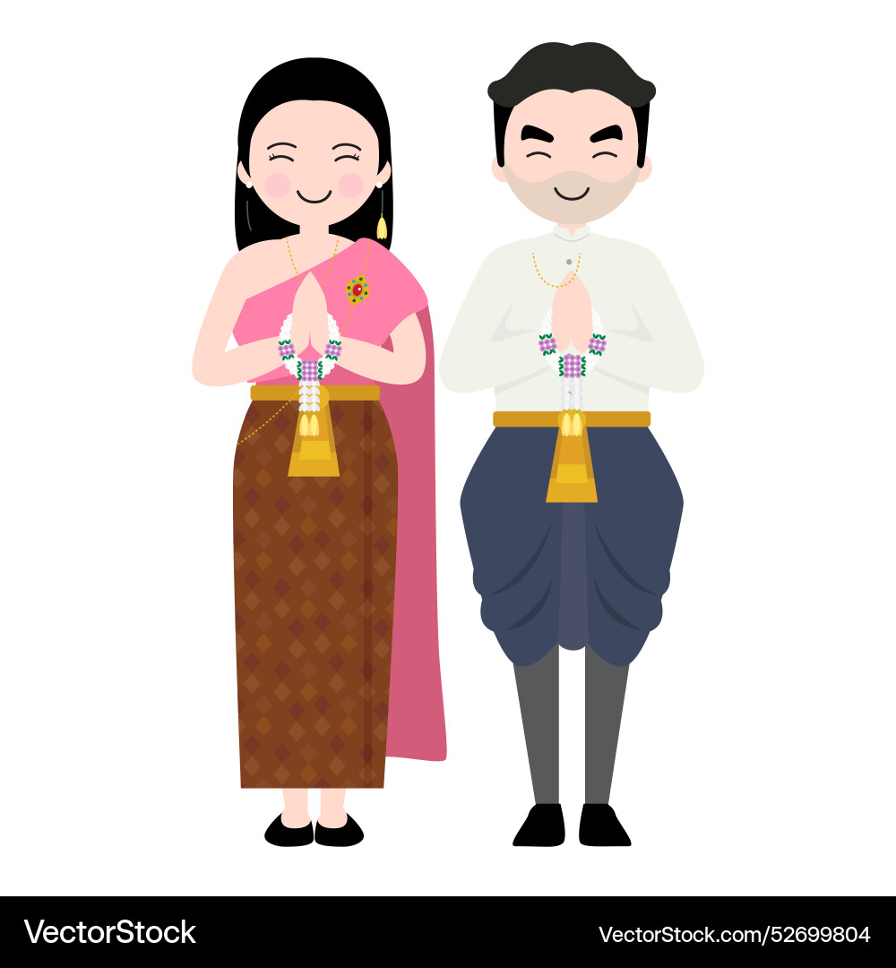 Thai men woman Royalty Free Vector Image - VectorStock