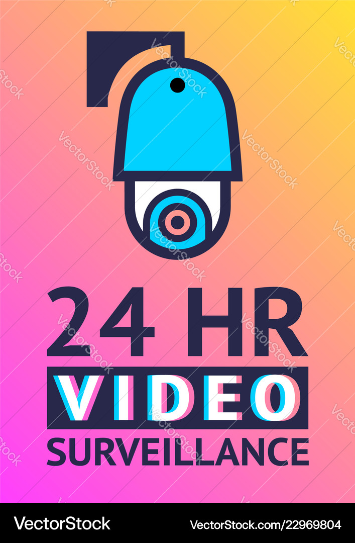 Video surveillance camera cctv poster Royalty Free Vector