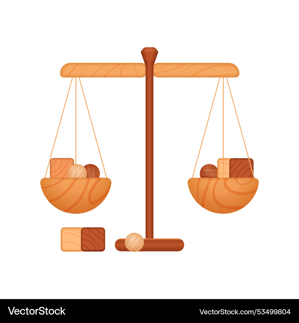 Wooden balance scale toy Royalty Free Vector Image