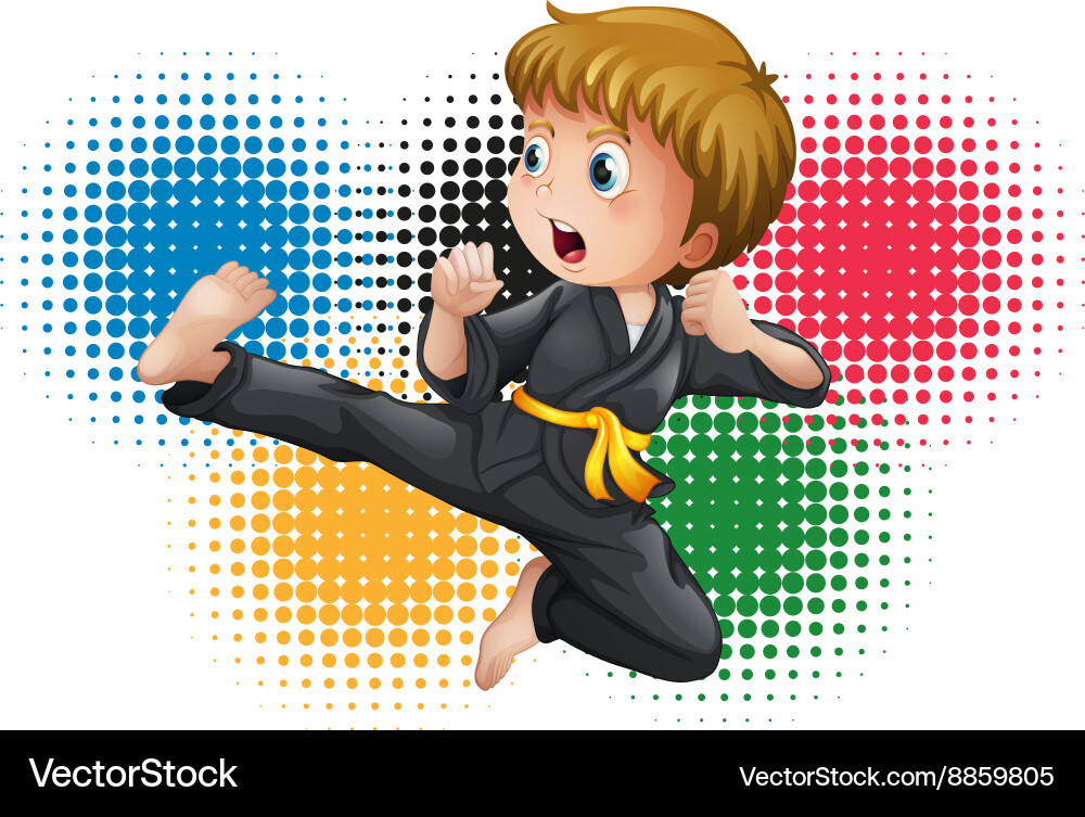 Boy in black karate uniform Royalty Free Vector Image