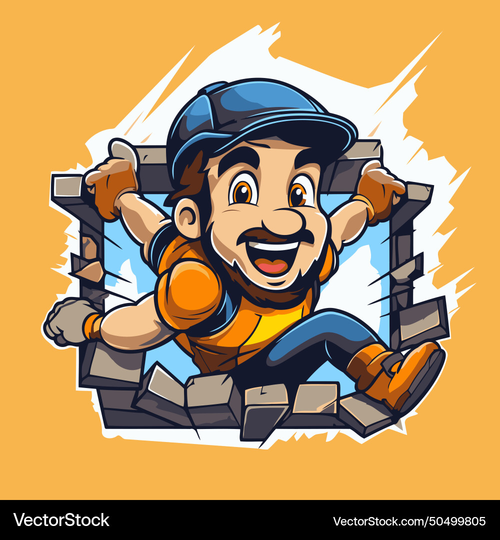 Cartoon construction worker with bricks clip art Vector Image