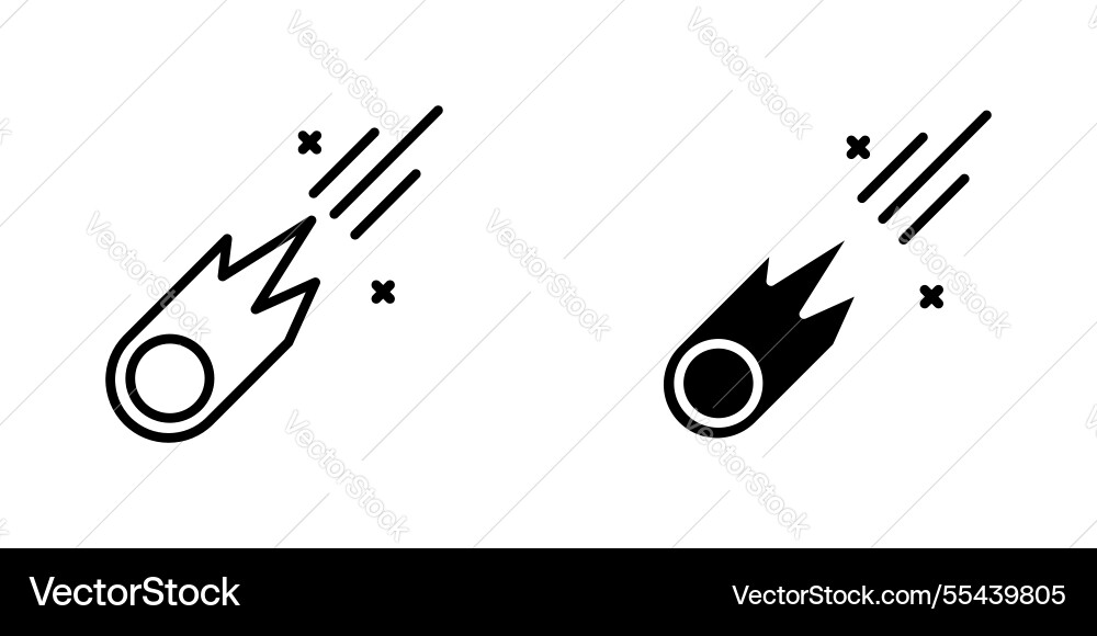 Comet icons stroke line and black solid Royalty Free Vector