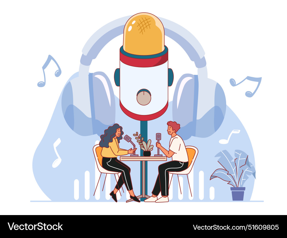 Interview recording hosting podcast online audio Vector Image