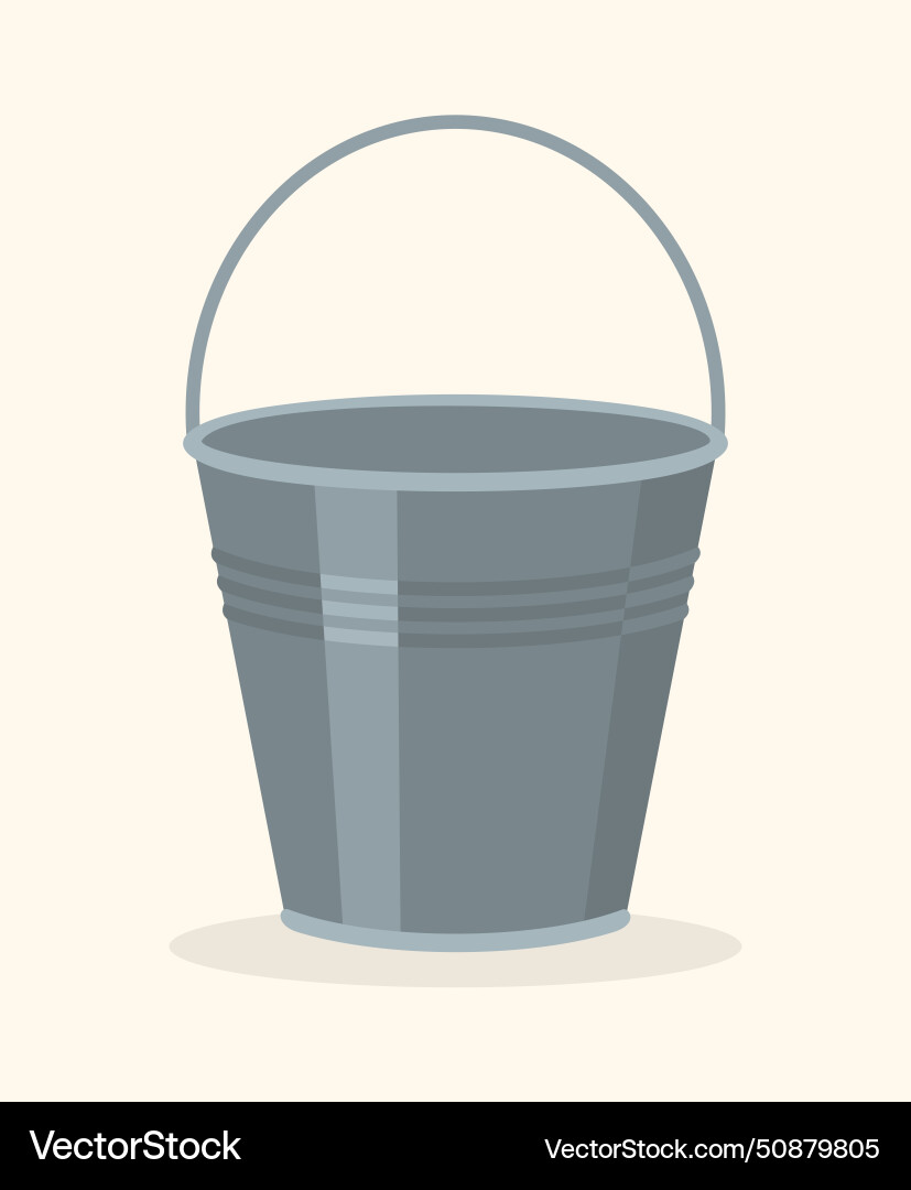 Metal bucket on a beige background flat Royalty Free Vector