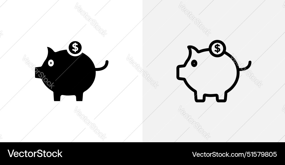 Piggy bank icon set Royalty Free Vector Image - VectorStock