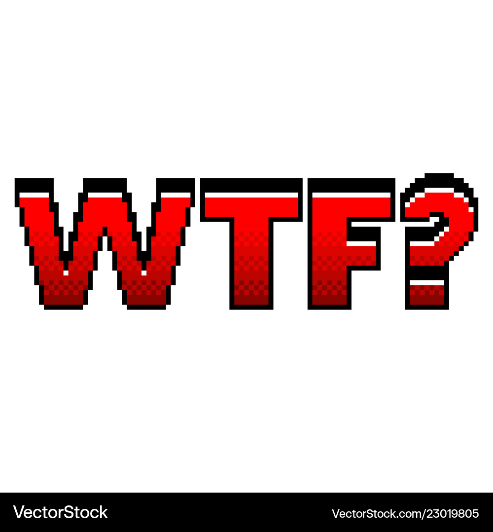 Pixel wtf red text detailed isolated Royalty Free Vector