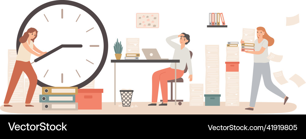 Time management with business deadline clock Vector Image