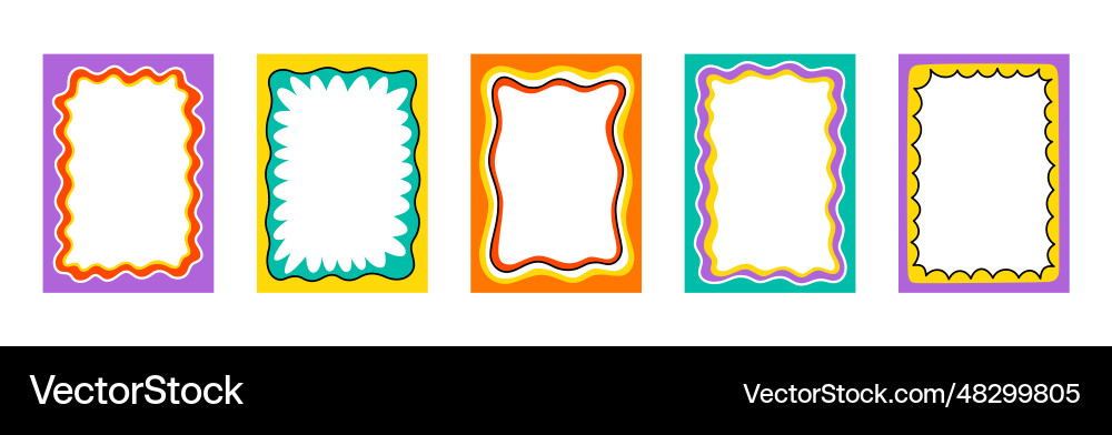Wave scalloped edge frame doodle border with wavy Vector Image