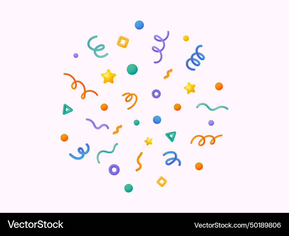 3d party confetti set isolated on white festive Vector Image