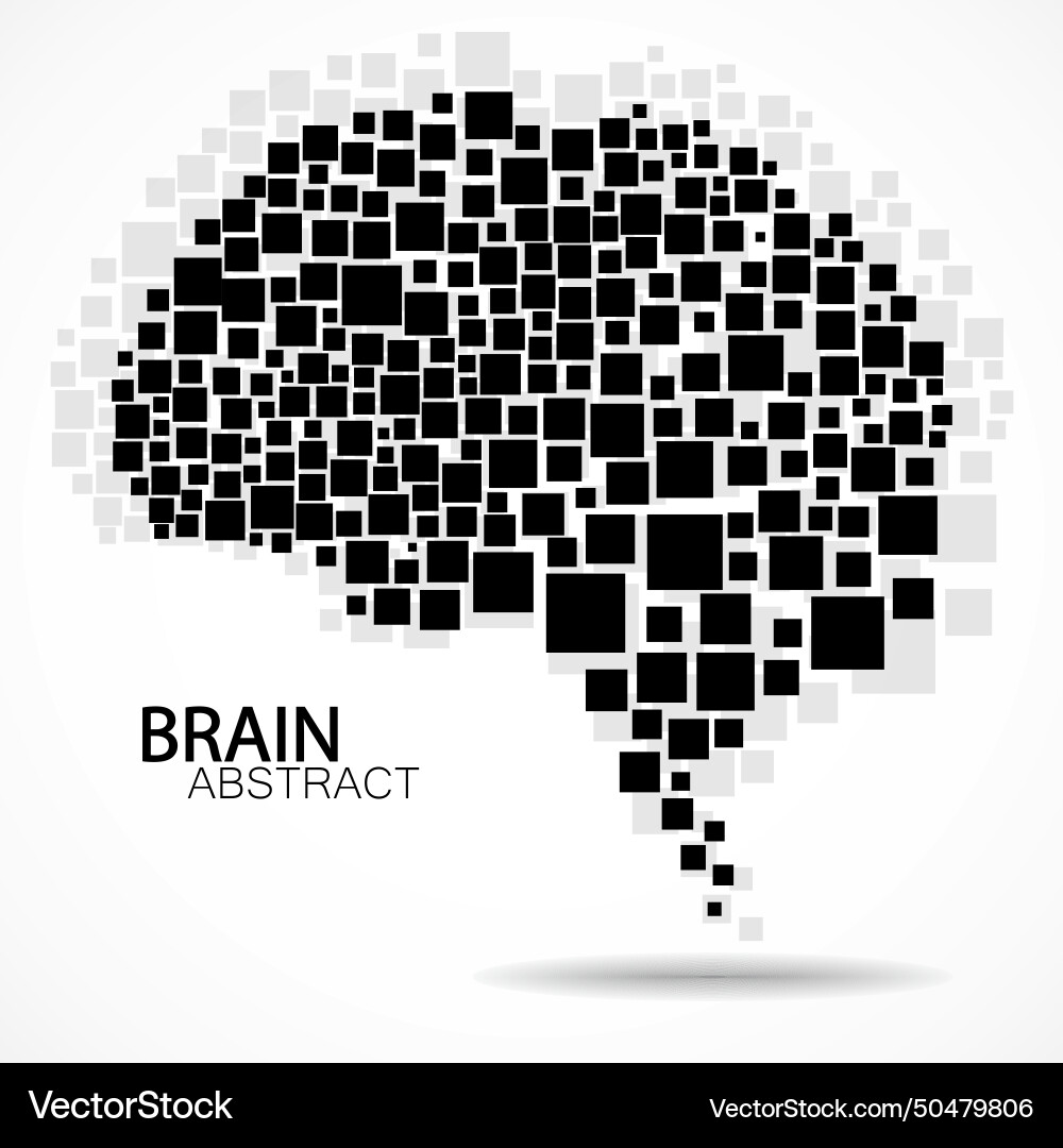 Abstract brain of squares on white background Vector Image