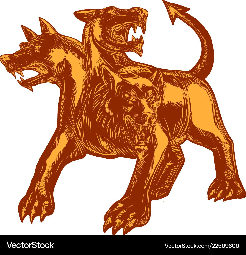 Cerberus Scratchboard Royalty Free Vector Image