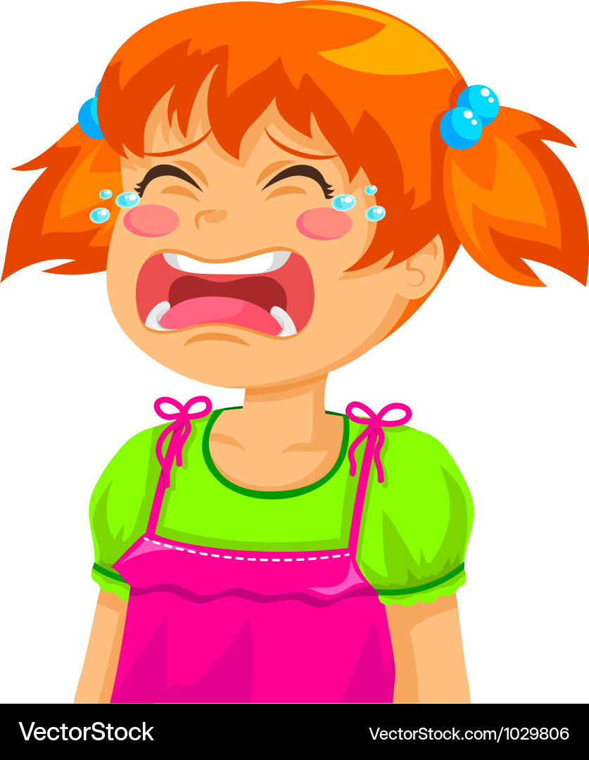 Crying girl Royalty Free Vector Image - VectorStock