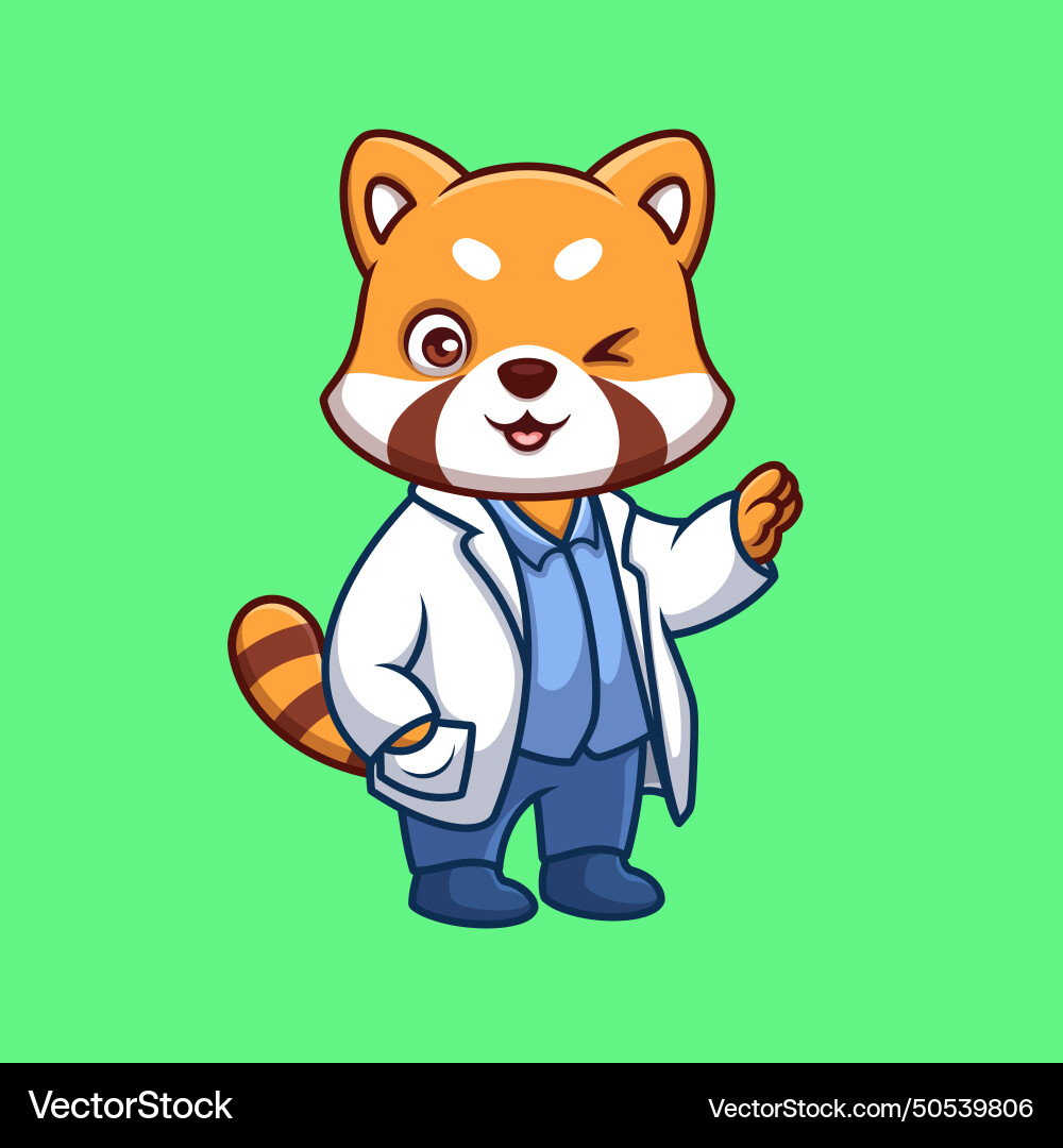 Doctor red panda cute cartoon Royalty Free Vector Image