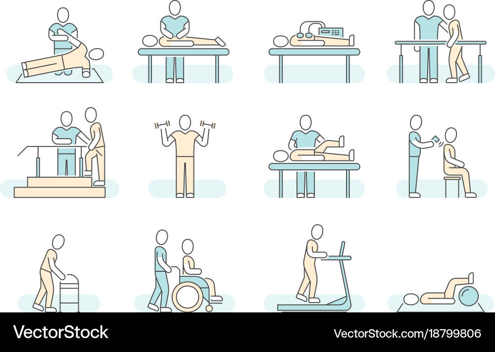 Massage therapy spa physiotherapy line Royalty Free Vector