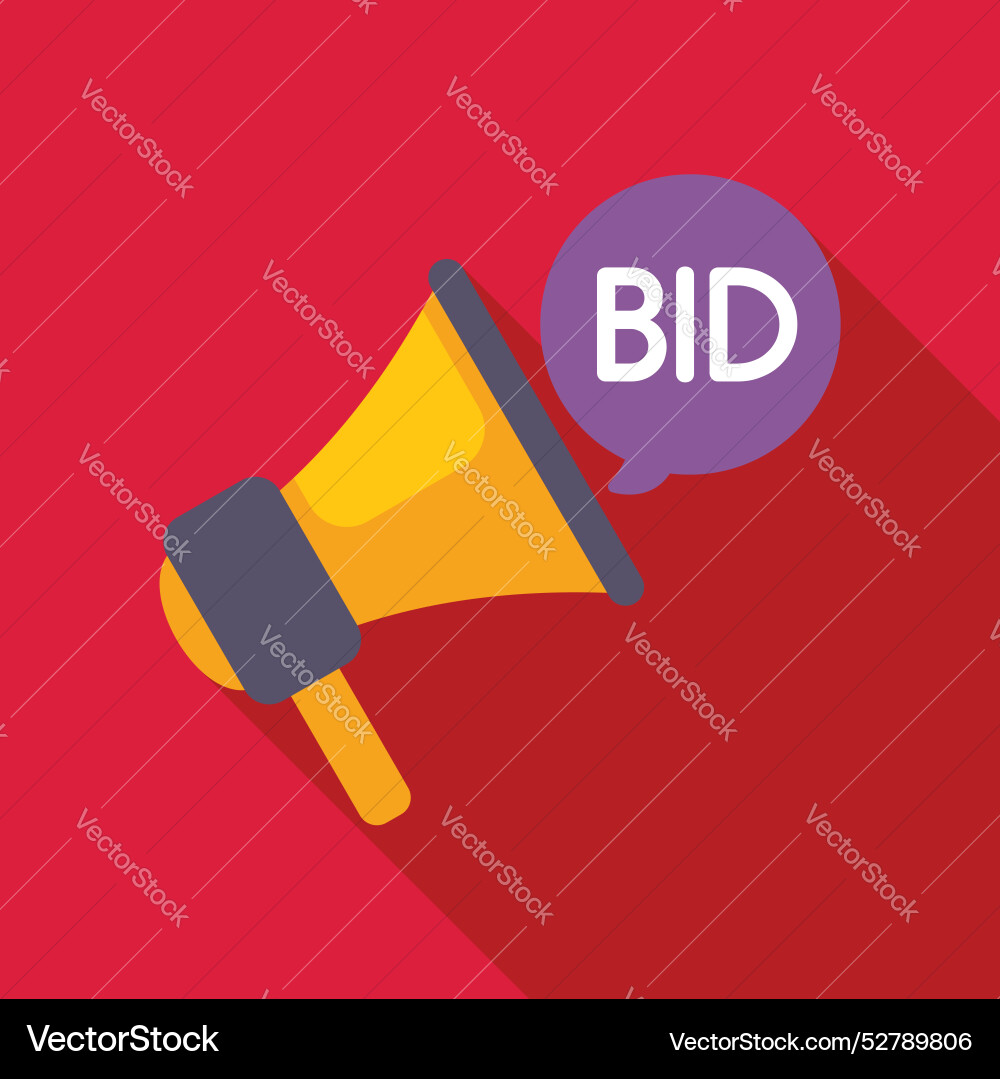Megaphone announcing a bid online auction Vector Image