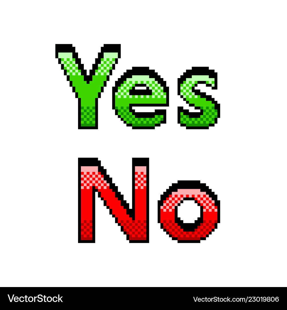 Pixel yes no text detailed isolated Royalty Free Vector