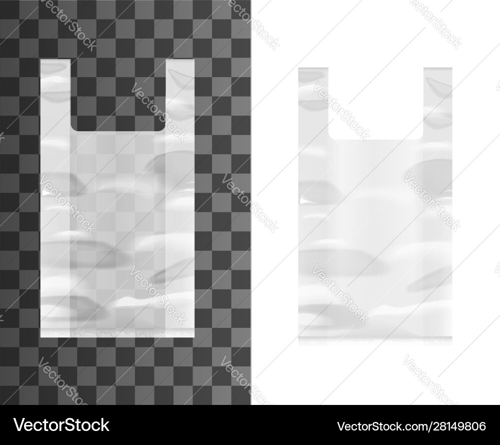 Realistic transparent plastic bag with handles Vector Image