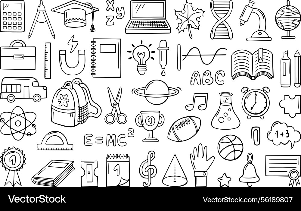 Back to school elements different educational Vector Image