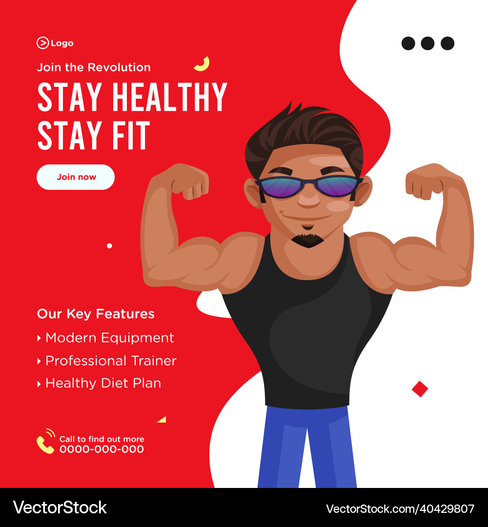 Banner-Design von Bodybuilder Lizenzfreies Vektorbild