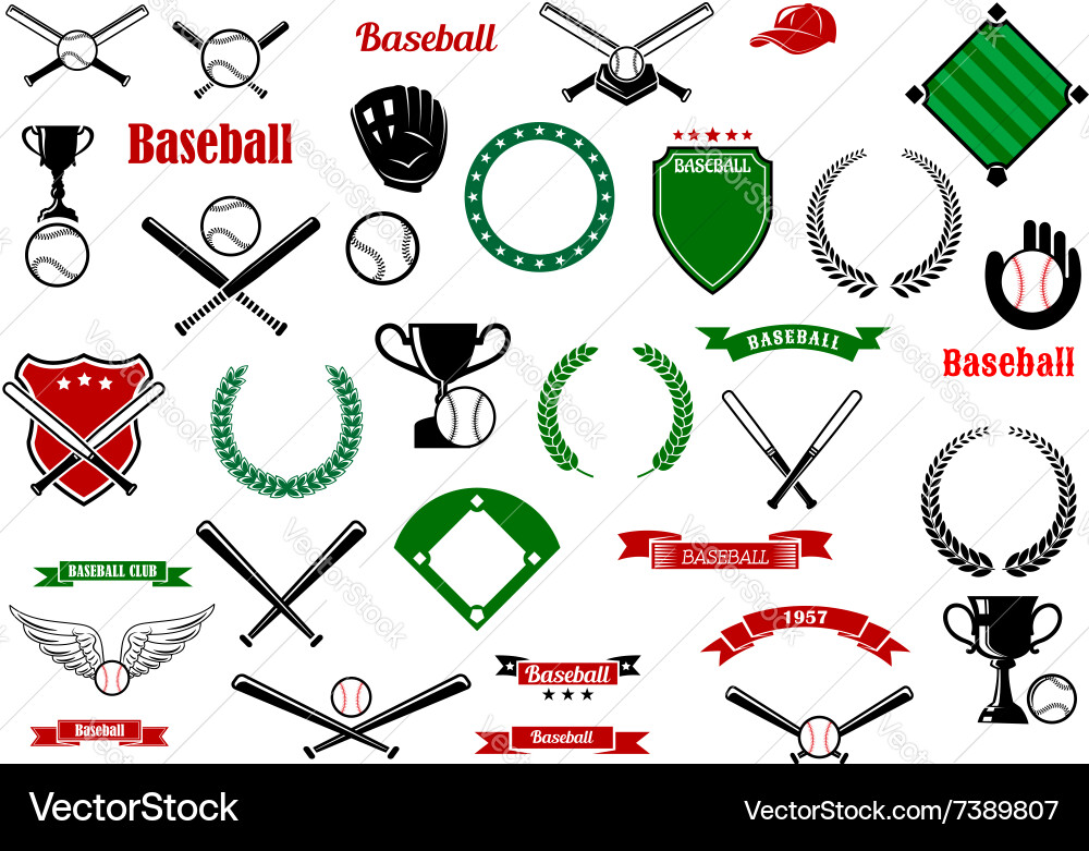 Baseball game sport items and designelements Vector Image
