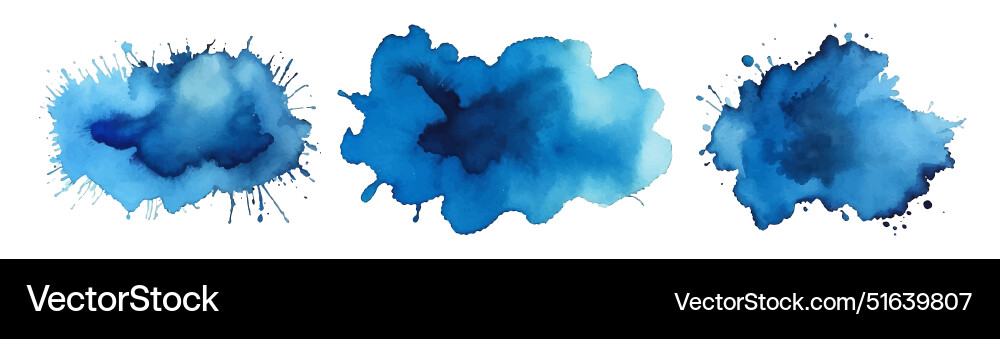 Blue ink watercolor splash paint blob Royalty Free Vector