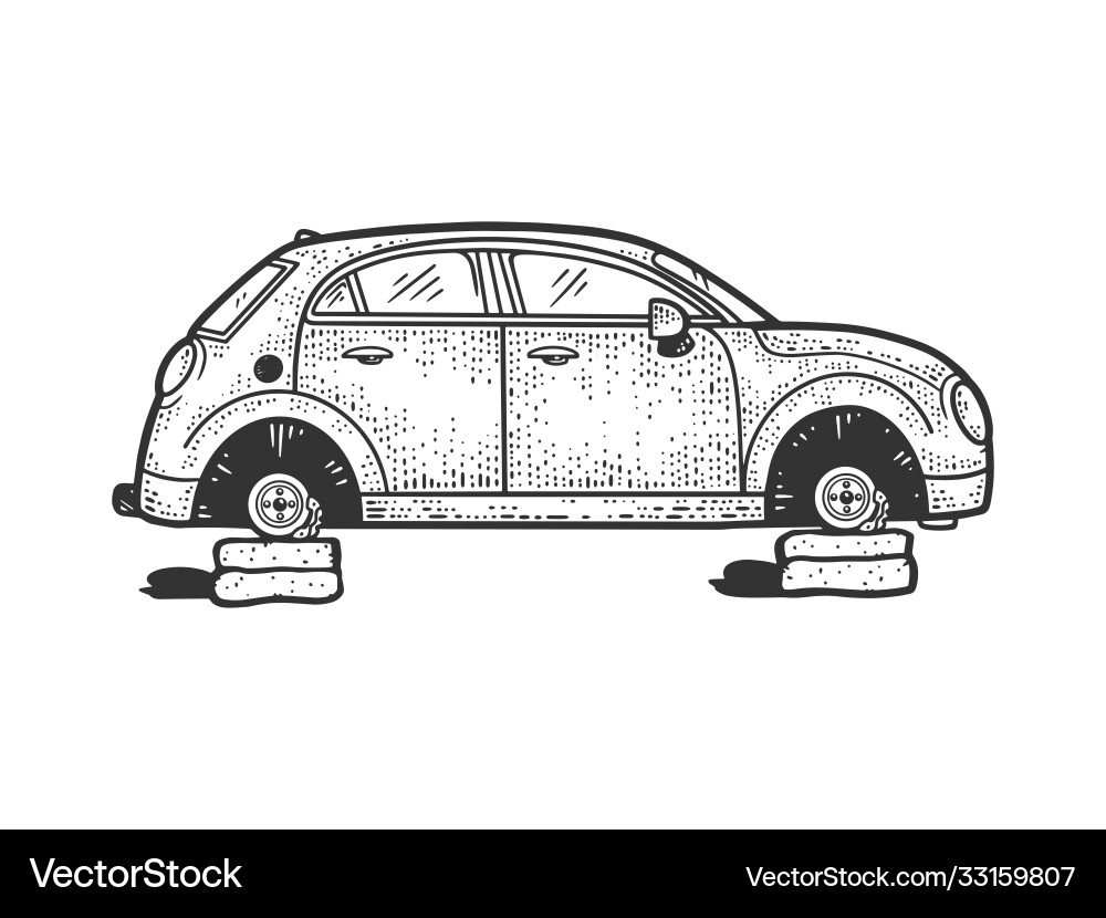 Car without wheels sketch Royalty Free Vector Image