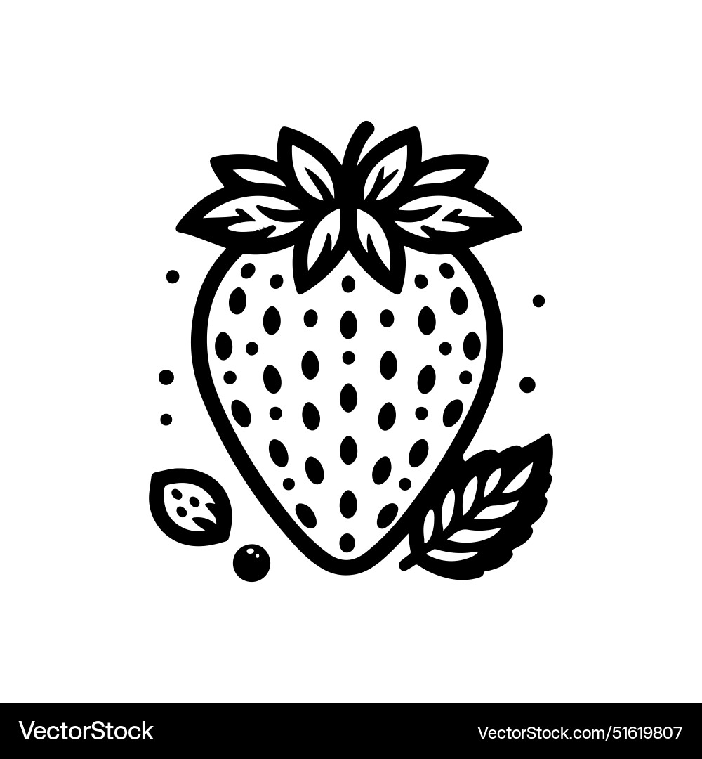 Classic minimalist strawberry in monochrome Vector Image
