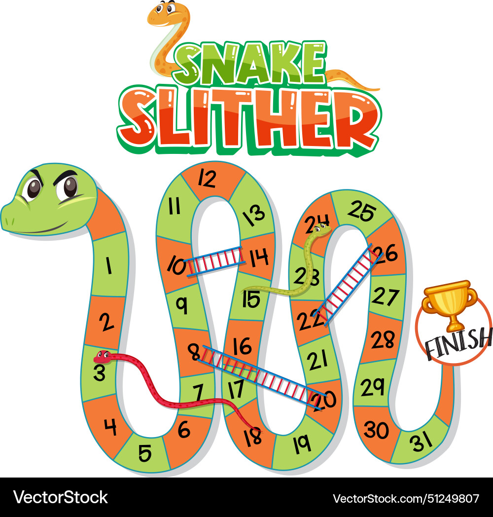 Colorful snake-themed board game with numbers Vector Image