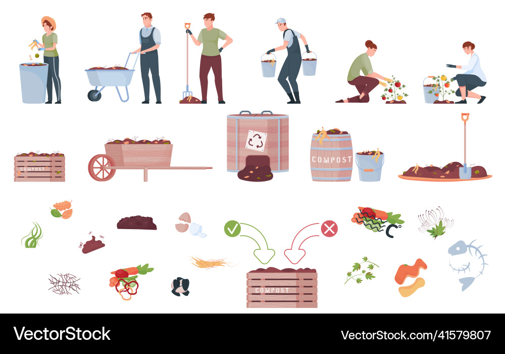Compost agricultural icon set Royalty Free Vector Image