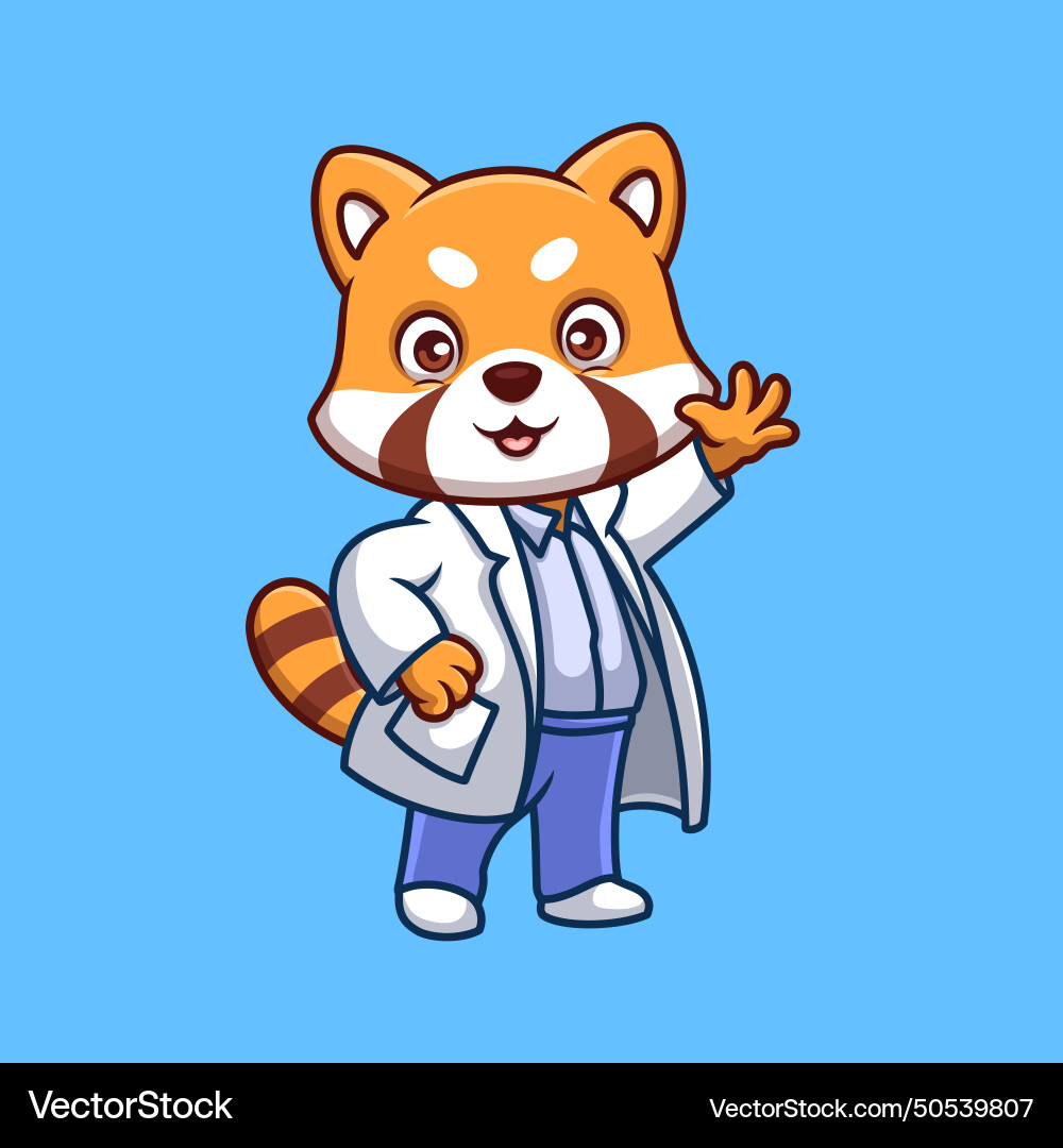 Doctor red panda cute cartoon Royalty Free Vector Image