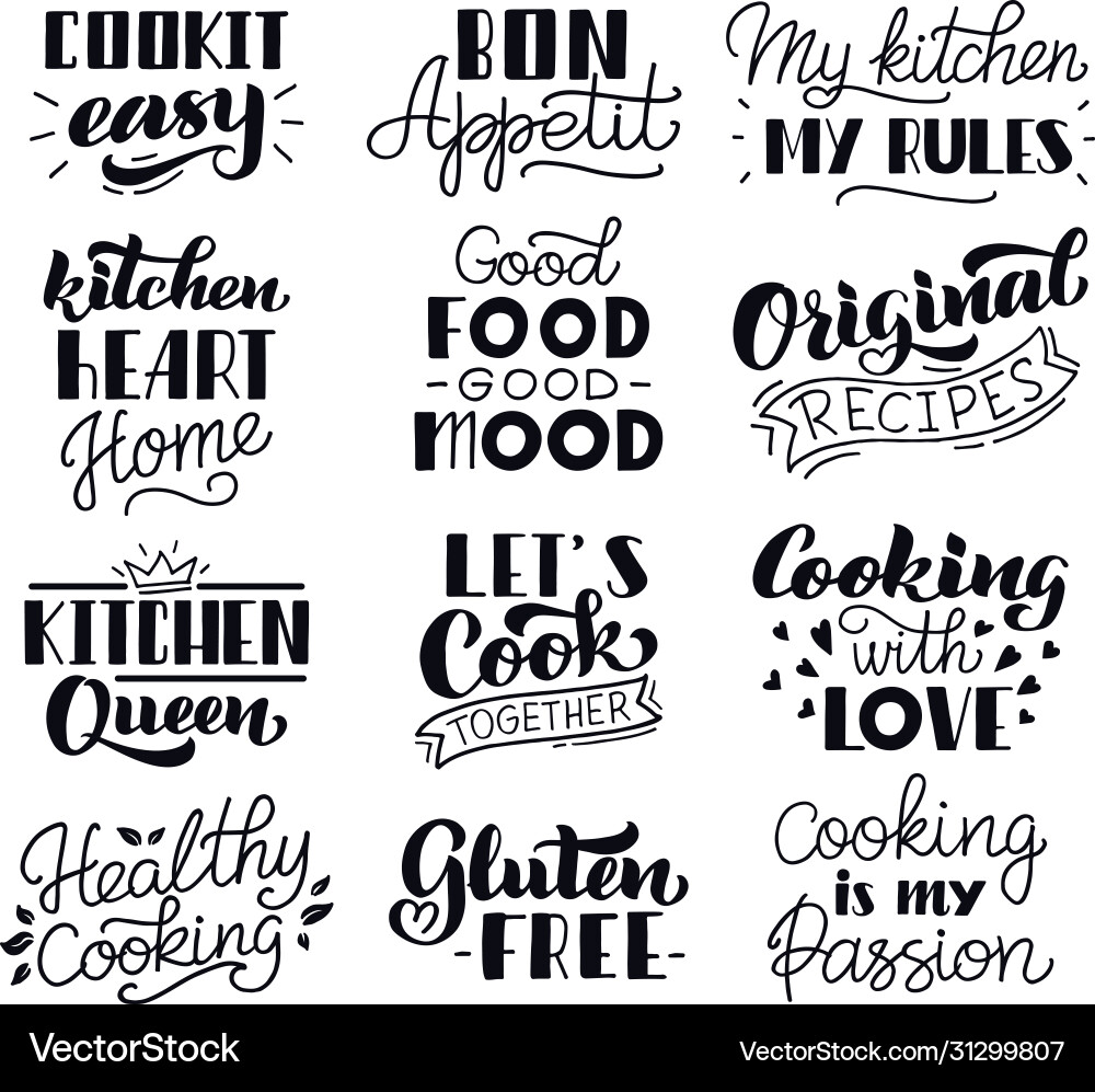 Food cooking lettering kitchen hand drawn Vector Image