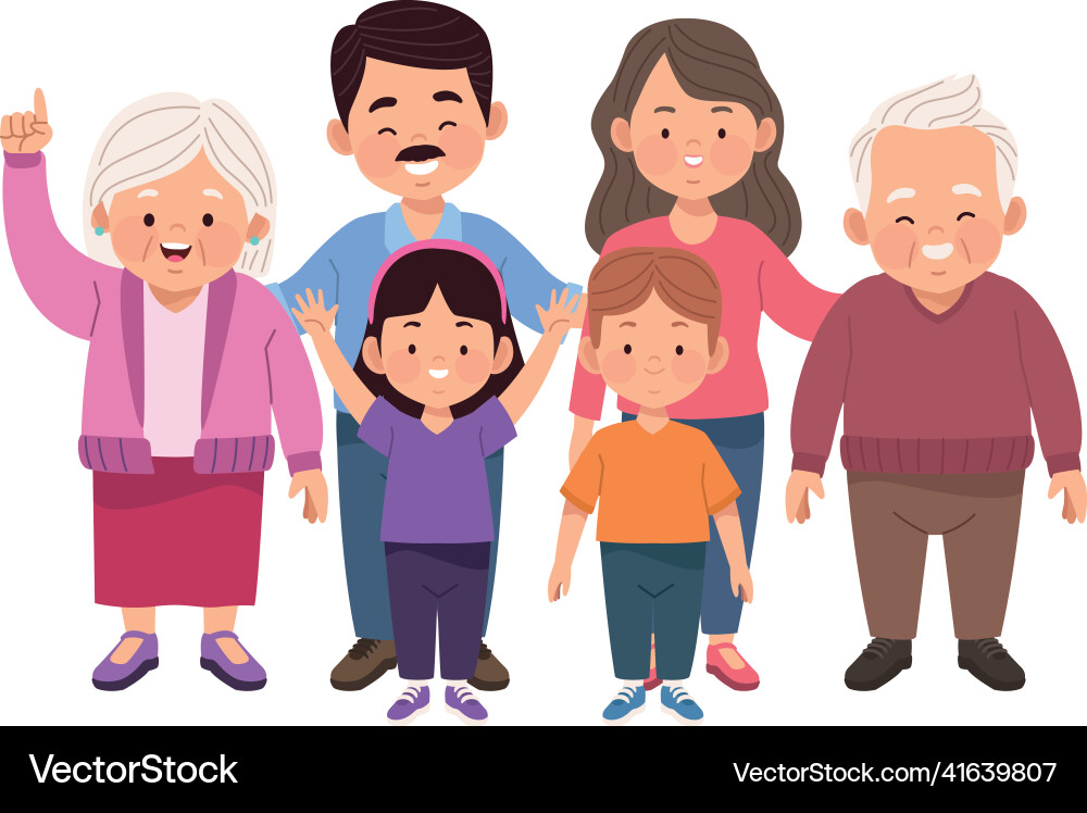 Group of Family Characters Royalty Free Vector Image