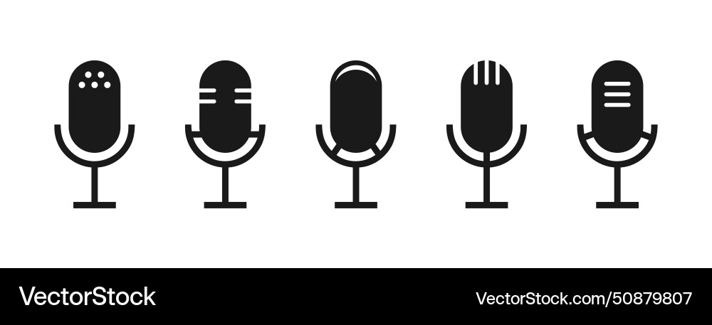 Microphone icon set isolated on white background Vector Image