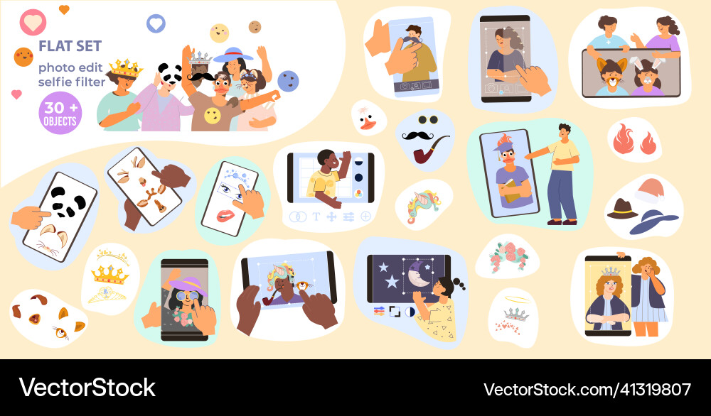 Photo edit objects set Royalty Free Vector Image