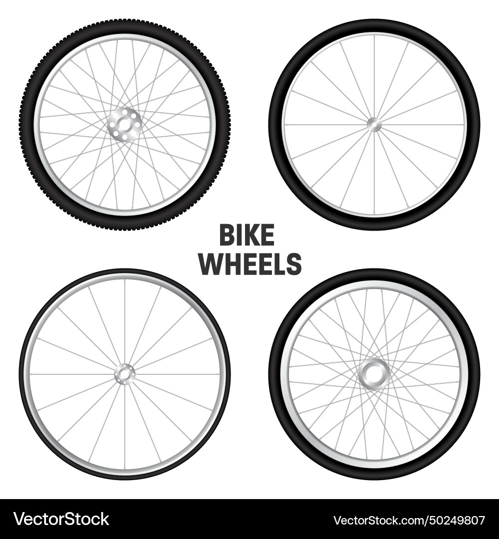 Realistic 3d bicycle wheels bike rubber tyres Vector Image