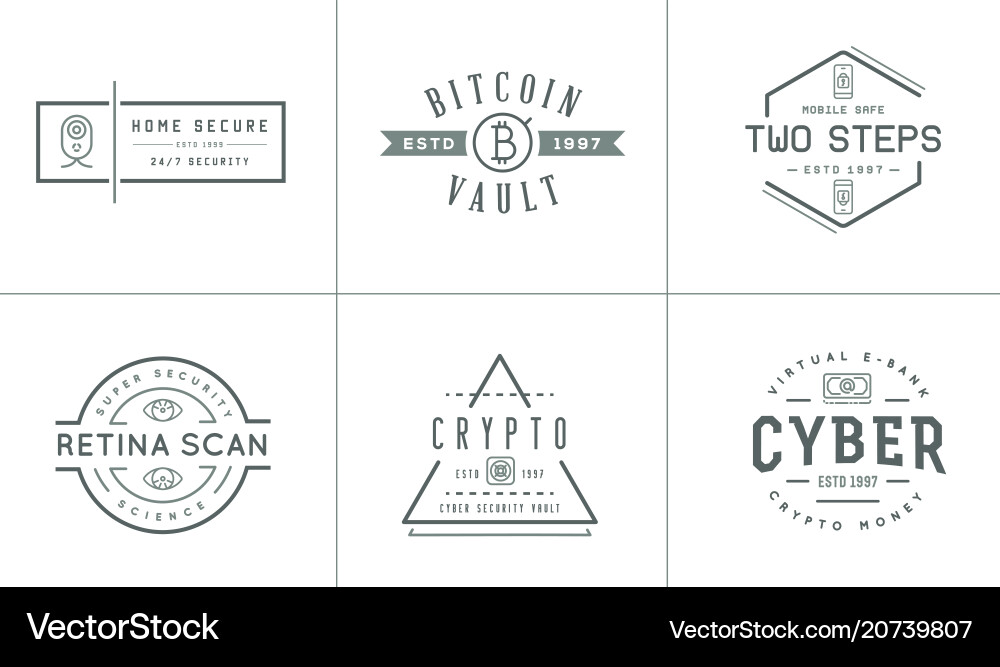 Set cyber security identity badges and signs can Vector Image