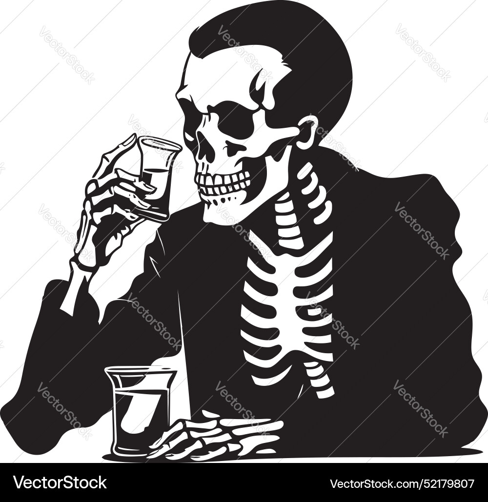 Toast to vision drunken skeleton logo unveiled Vector Image