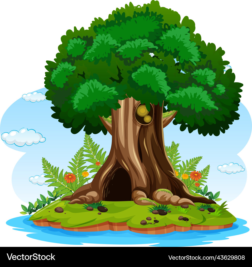 Big tree isolated cartoon Royalty Free Vector Image