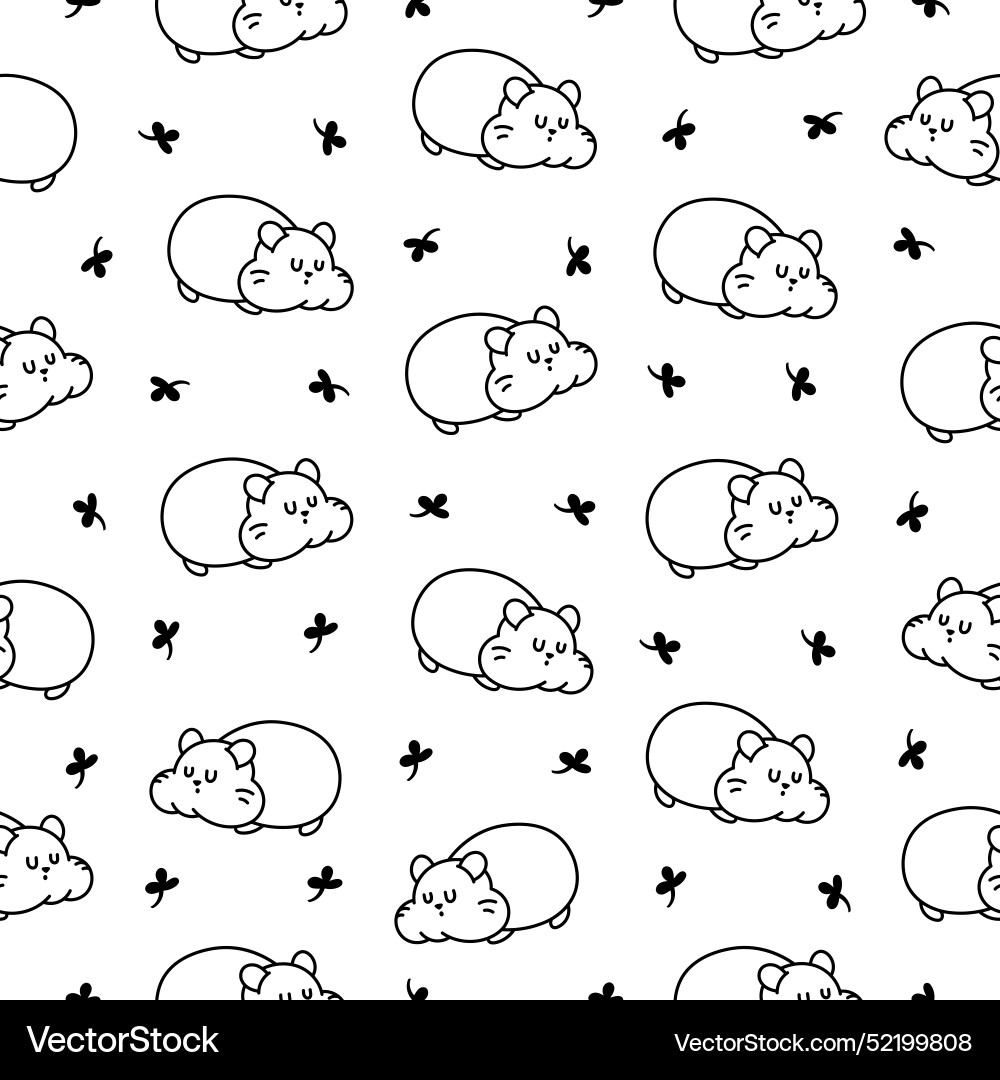 Cute hamster seamless pattern coloring page Vector Image