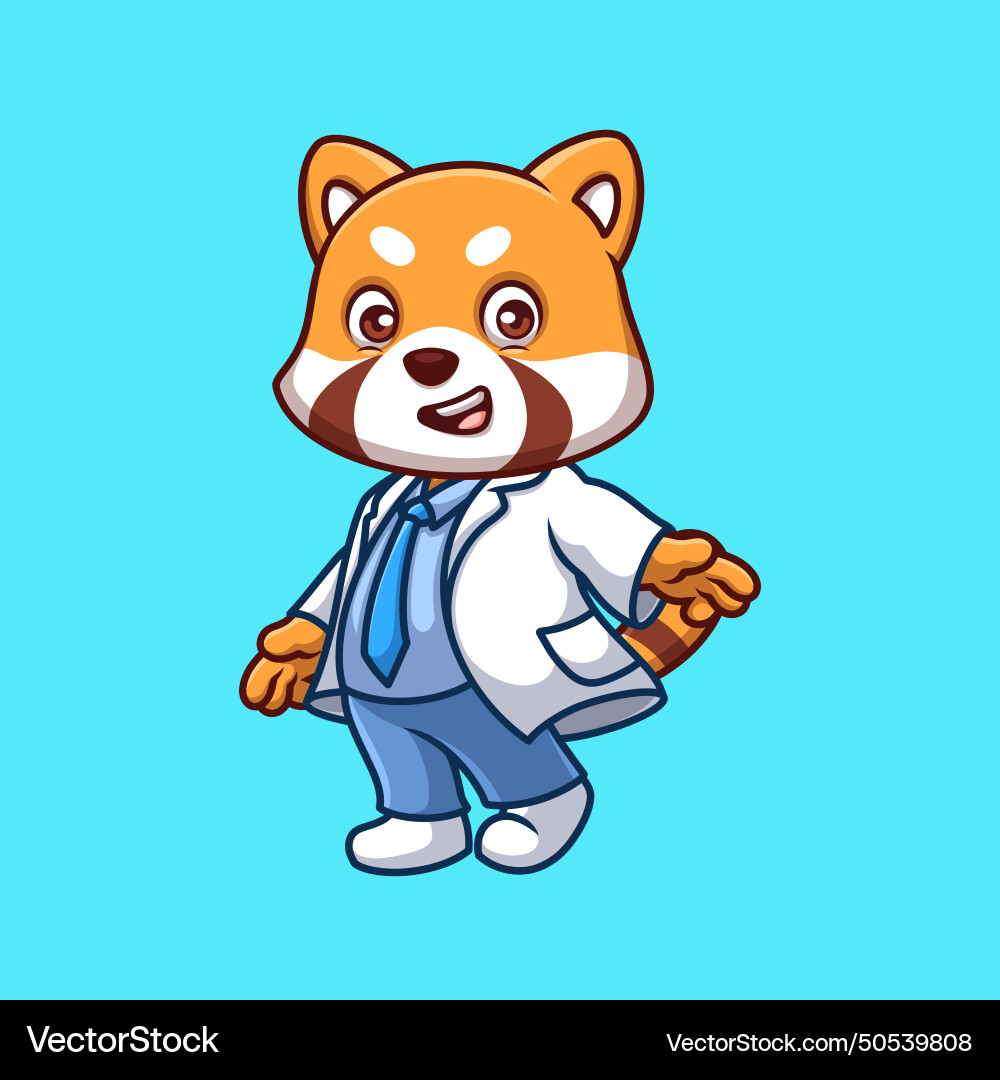 Doctor red panda cute cartoon Royalty Free Vector Image
