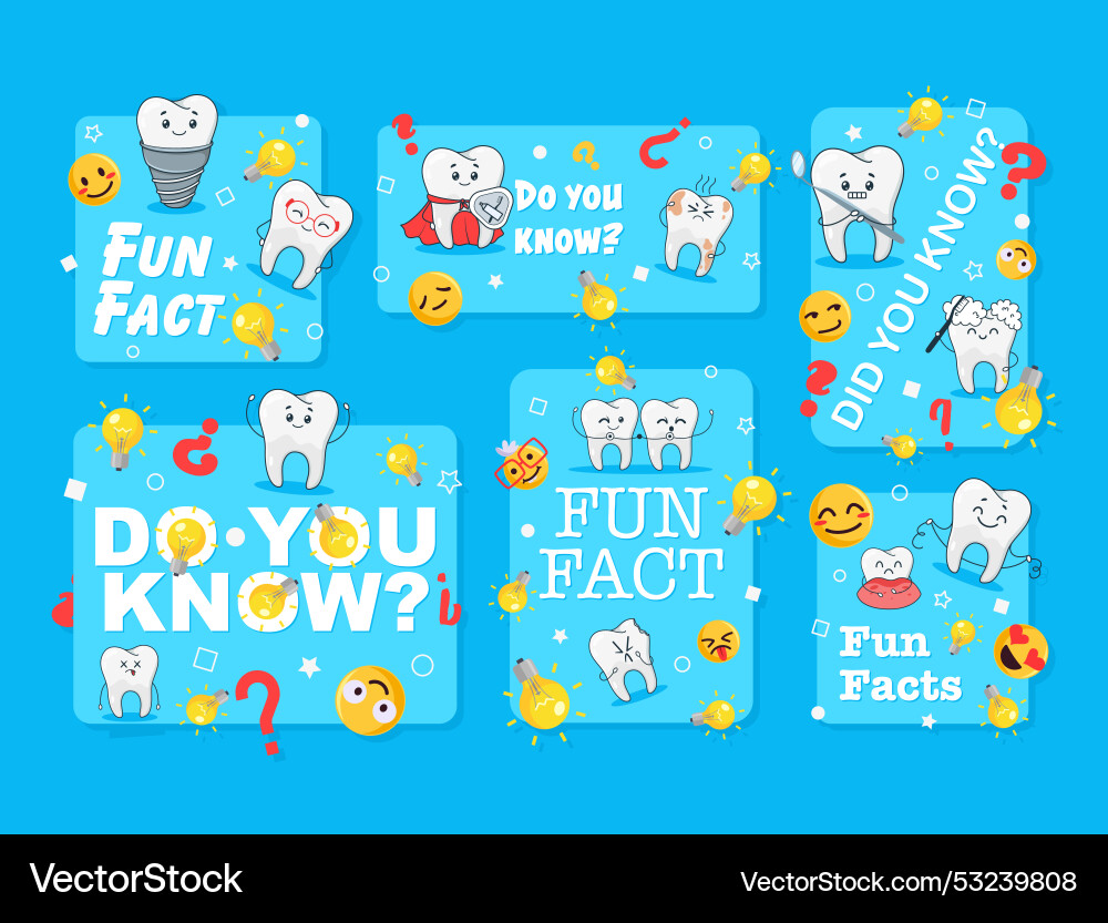 Fun facts about dental care featuring playful Vector Image
