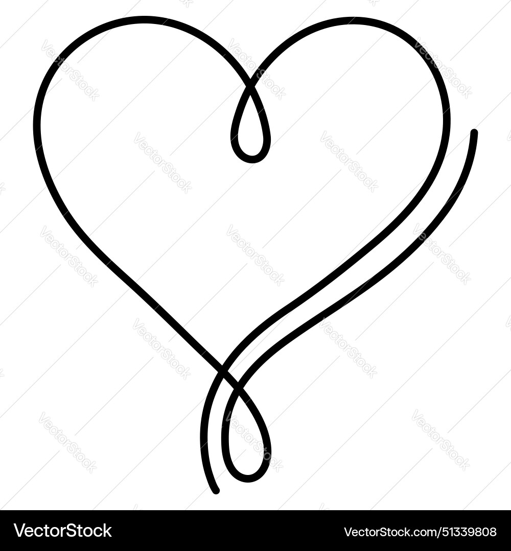 Heart love outline single line drawing Royalty Free Vector